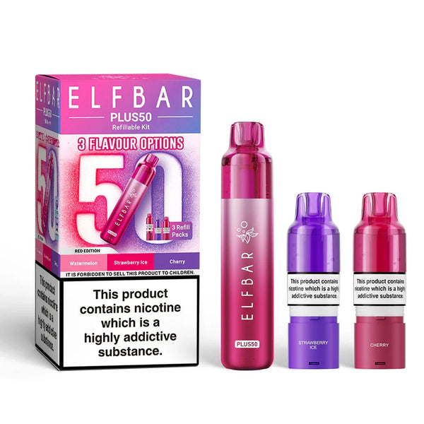 RED EDITION ELF BAR PLUS 50 PREFILLED POD KIT – VapePure